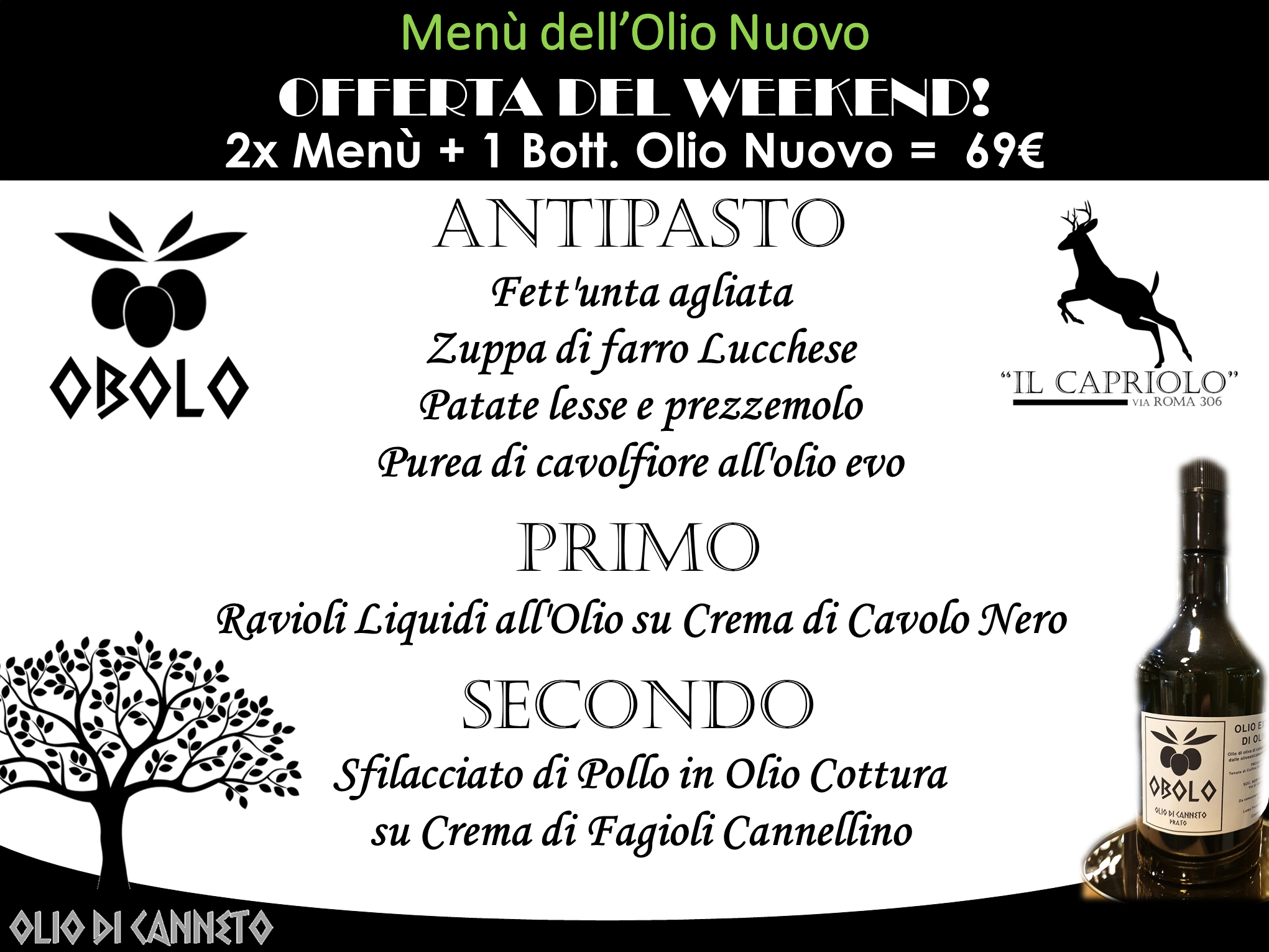 Olio Nuovo! Un menu speciale - Ristorante Il Capriolo - Prato