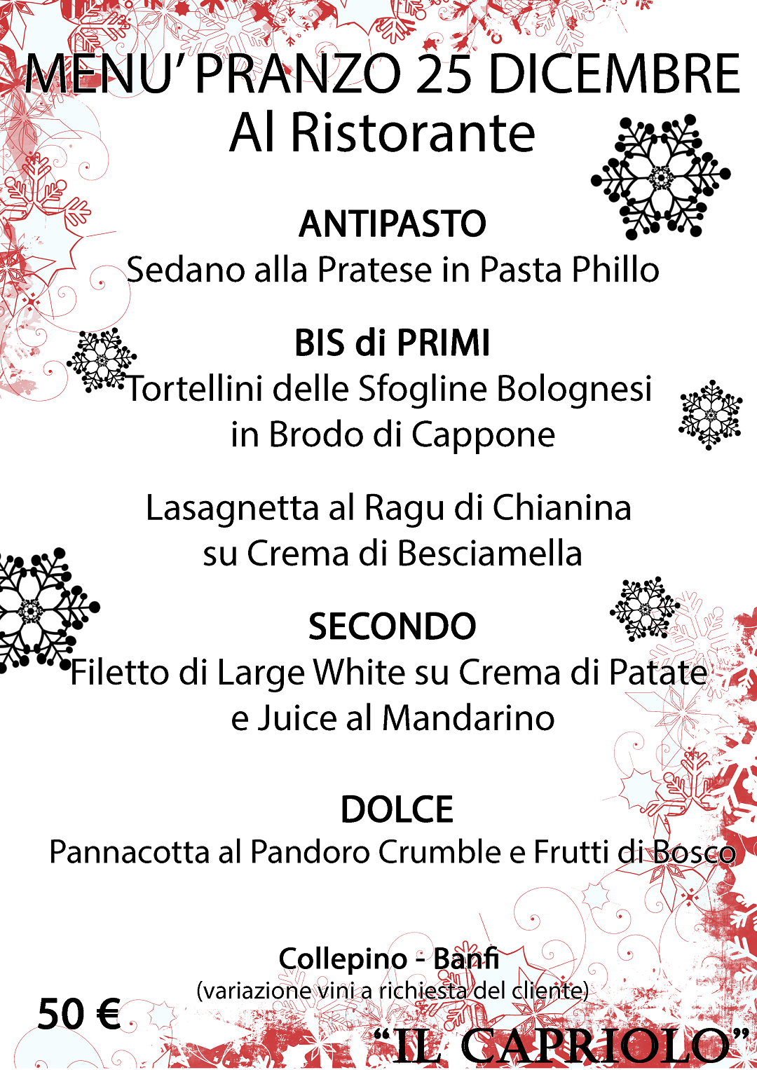 Pranzo di Natale 2021 – Ristorante Il Capriolo – Prato